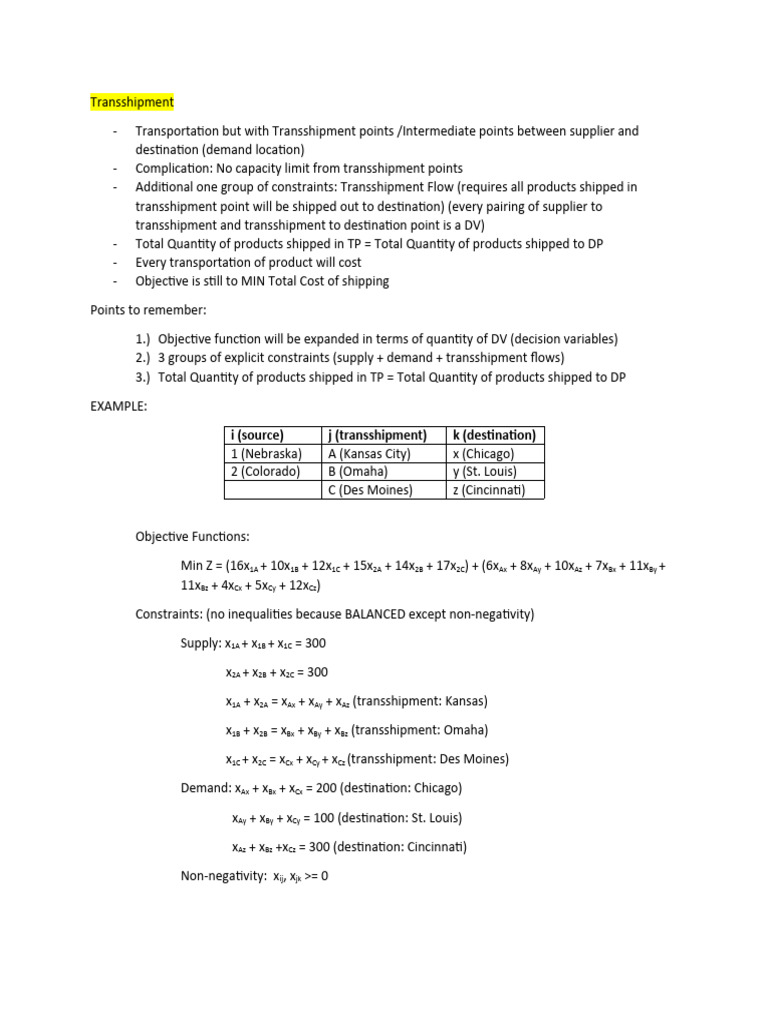 Transshipment | PDF