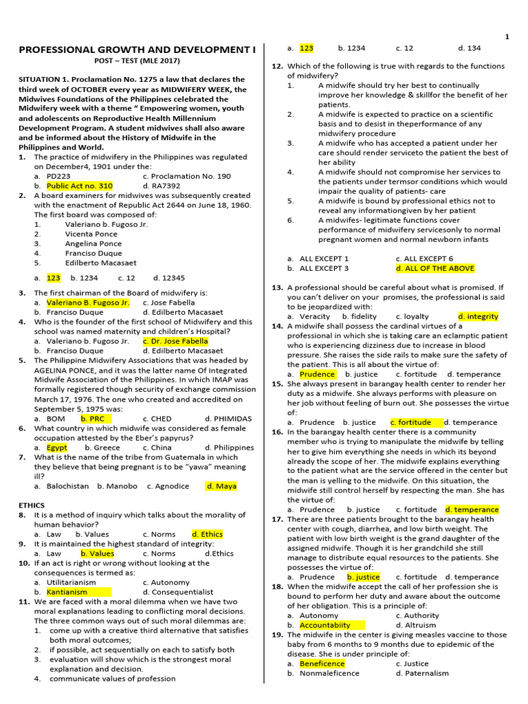 Professional Growth and Development Final Preboard Edited Key ...