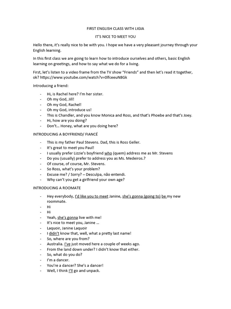 1 - First English Class With Ligia | PDF | Linguistic Morphology ...