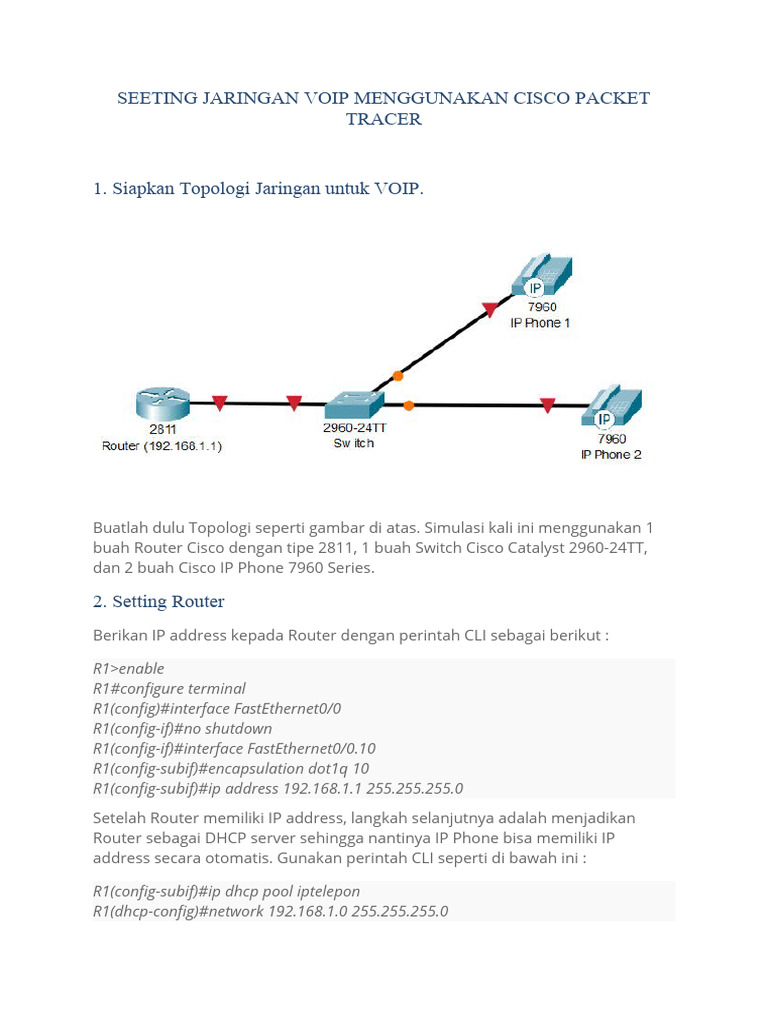 Seeting Jaringan Voip Menggunakan Cisco Packet Tracer | PDF