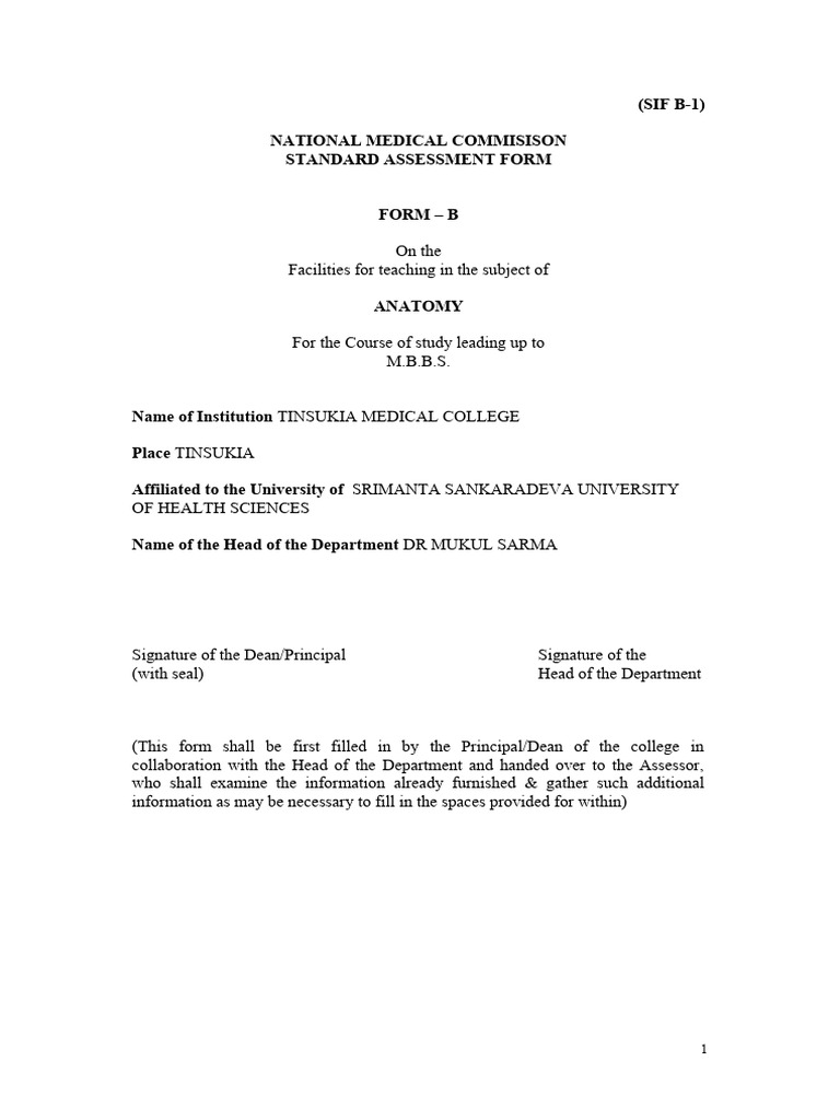 Standard Form B Dept of Anatomy Part 2 - 085453.docx Edited 1 | PDF ...