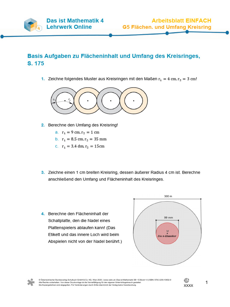Arbeitsblatt Kreisring | PDF