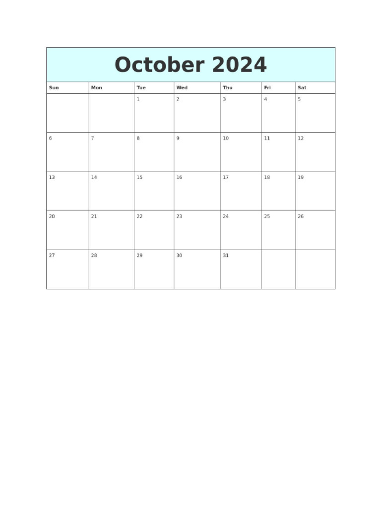 Printable Calender Oct 2024 | PDF