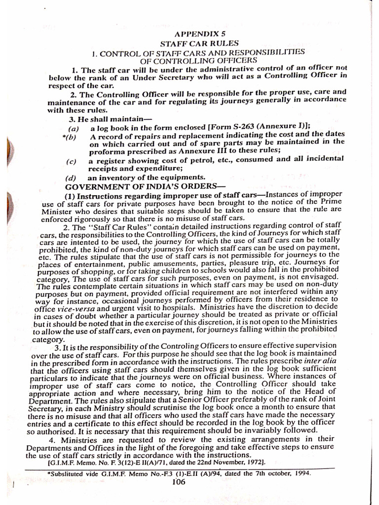 Staff Car Rules | PDF