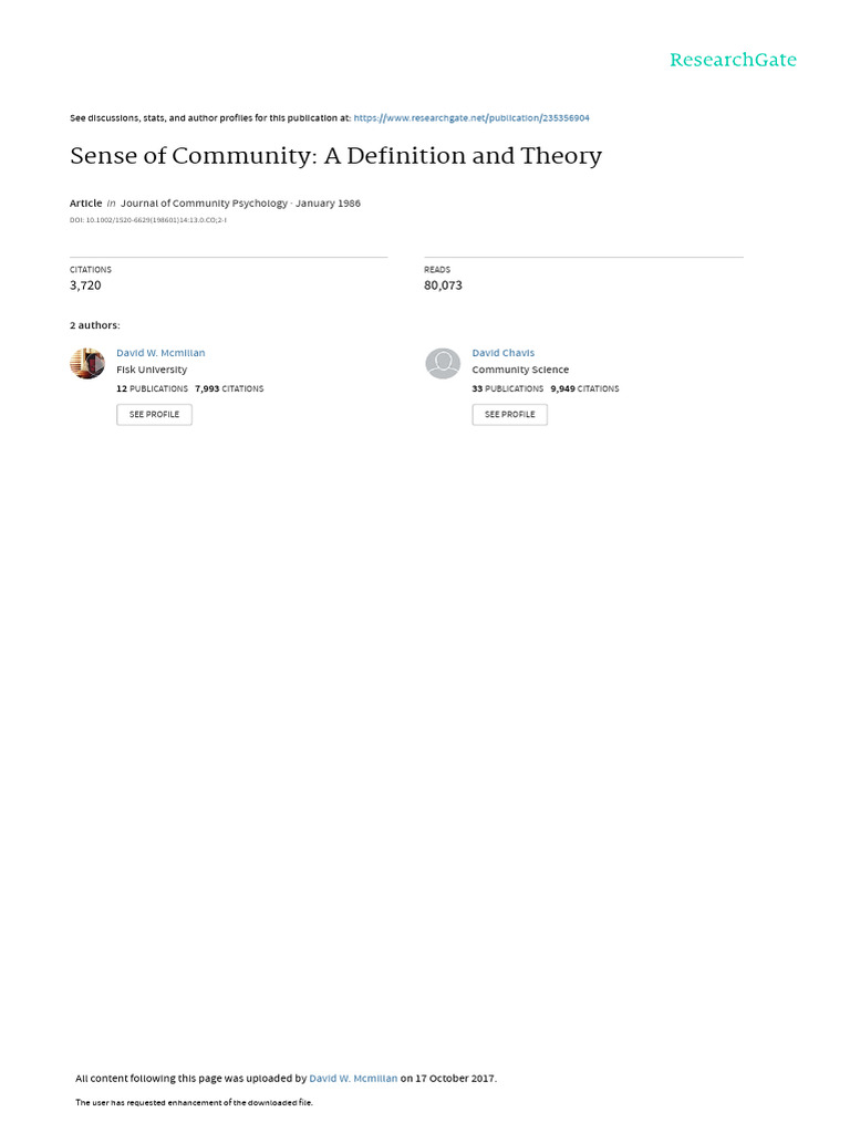 Sense of Community Definition & Theory | PDF | Human Communication ...