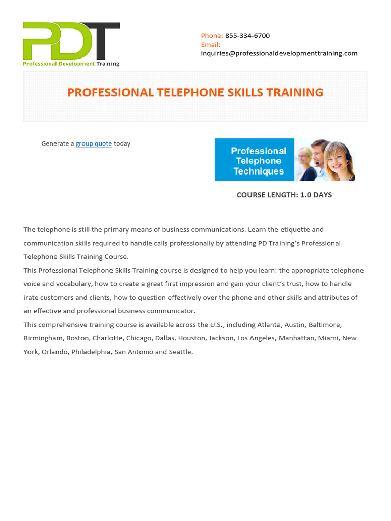 Telephone Skills Training | PDF