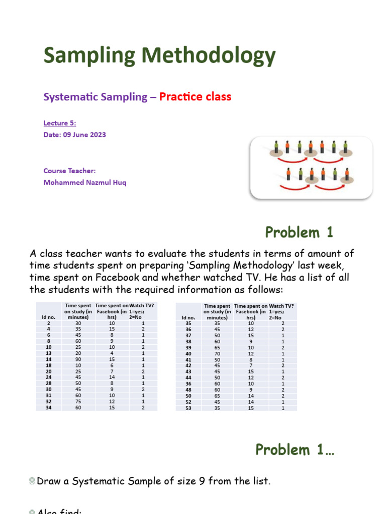 Lecture 5 - Systematic - Practice | PDF | Sampling (Statistics) | Standard Error
