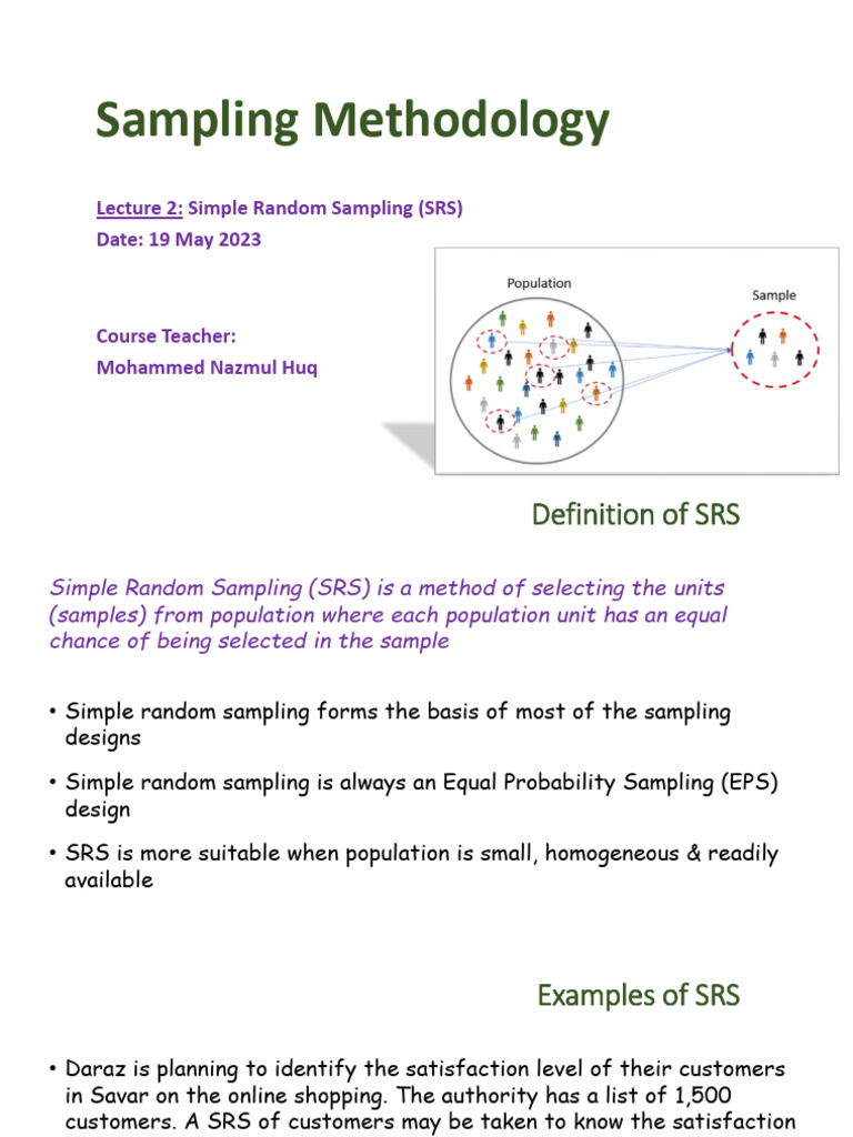 Lecture 2 SRS | Download Free PDF | Sample Size Determination ...