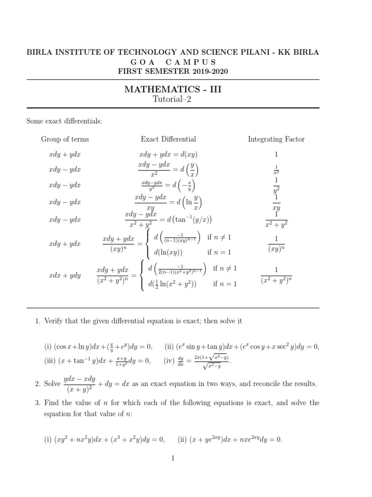 Tutorial 2 | PDF | Equations | Mathematical Analysis