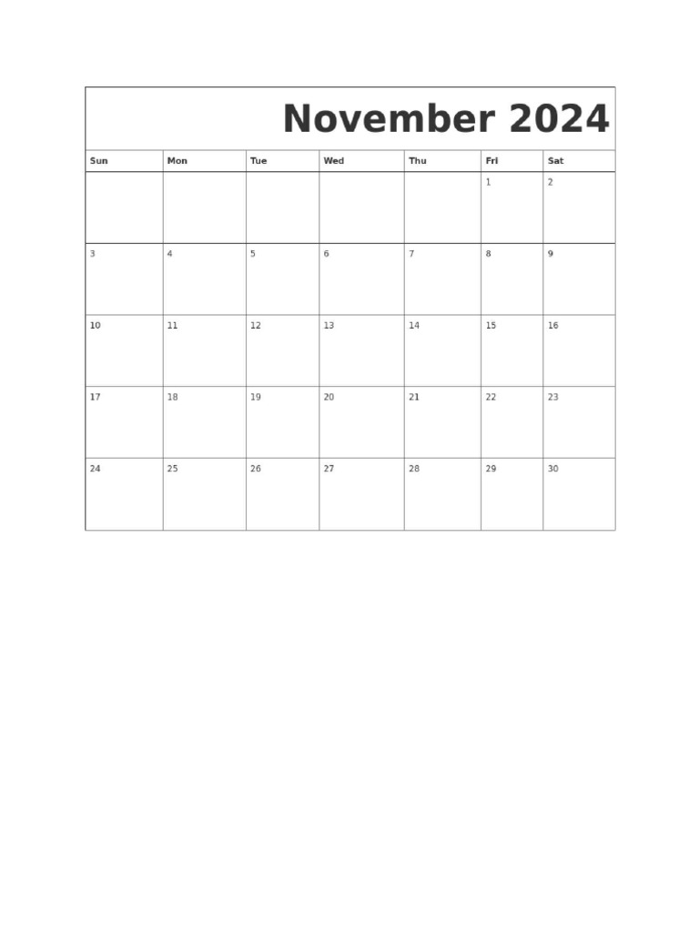 Printable Calender Nov4 2024 | PDF