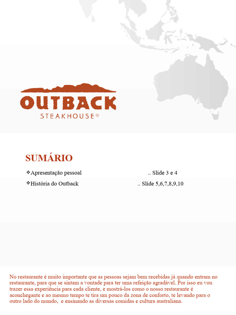 Outback | PDF | Gastronomia, comida e vinho | Arte