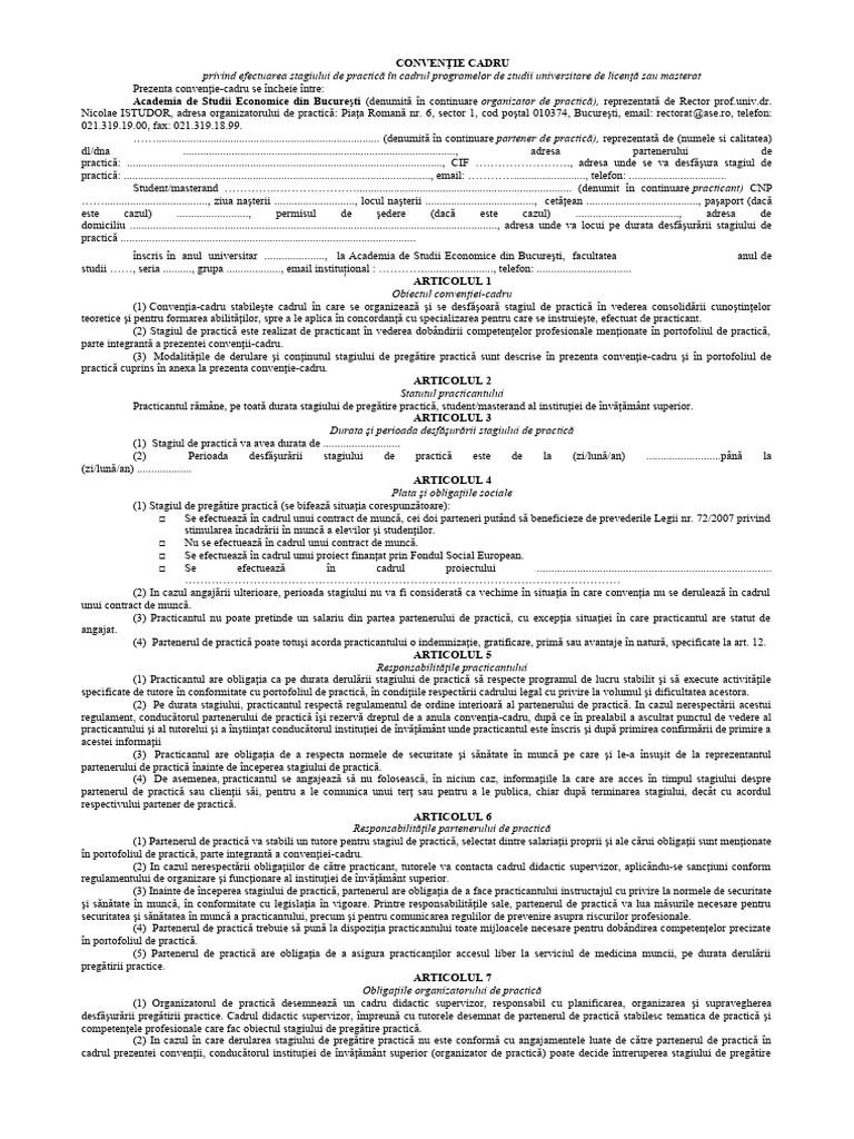 Conventie Practica FABBV 2023-2024 | PDF