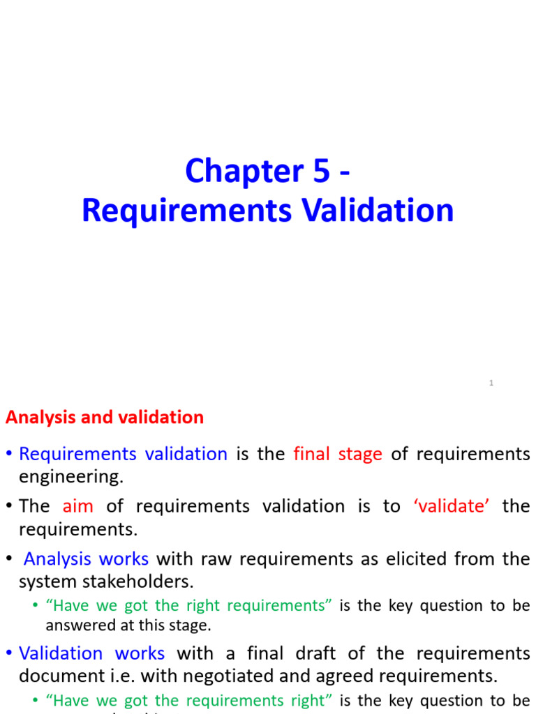 CHPT 5 Requirements Validation | PDF | Software Testing | Systems Science
