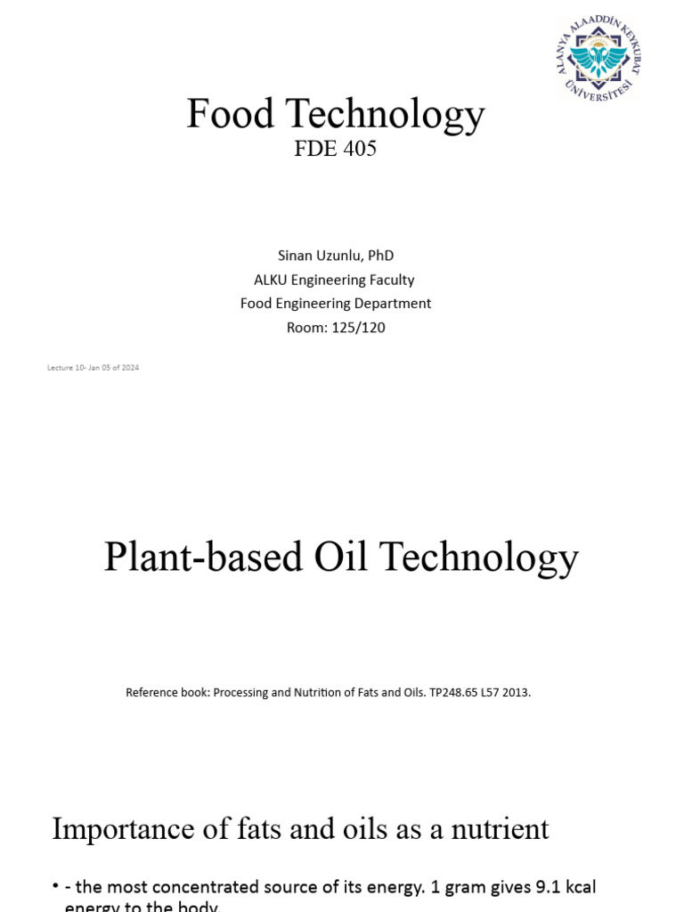 Lecture 10 Oil Technol | PDF