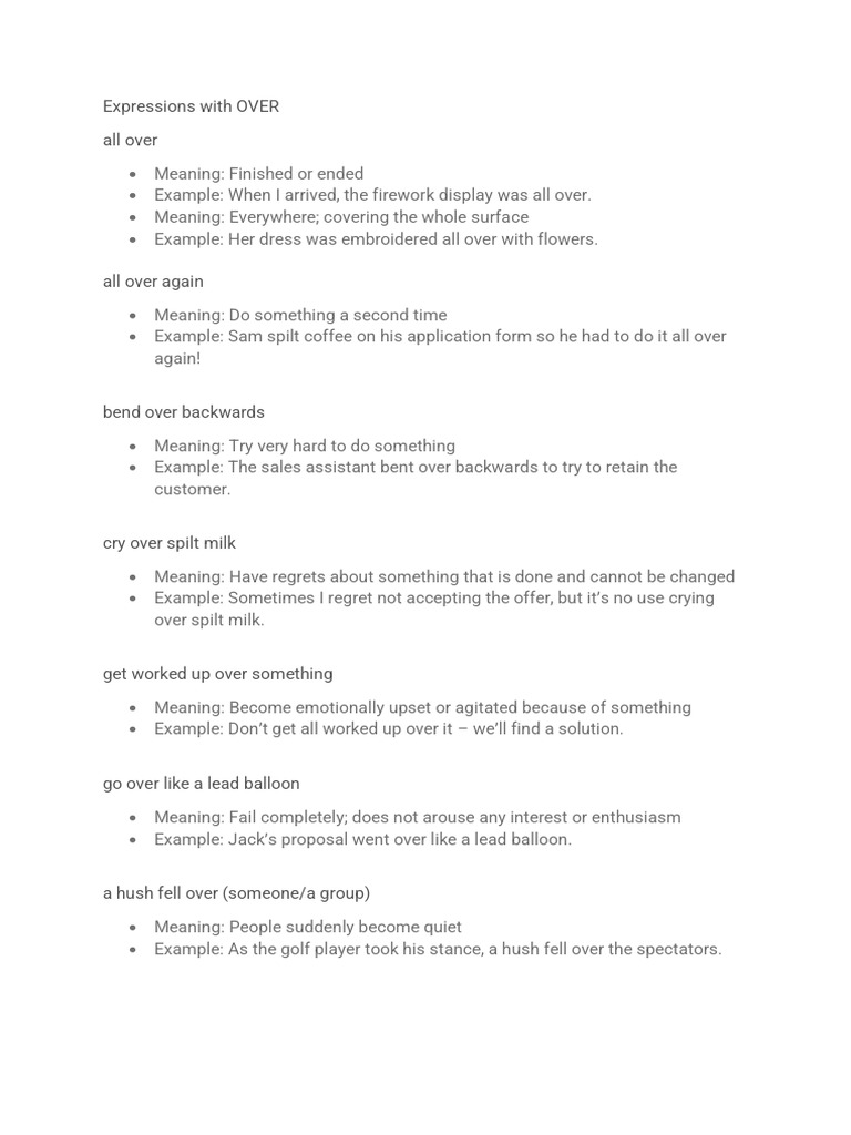 ESL Expressions With OVER | PDF