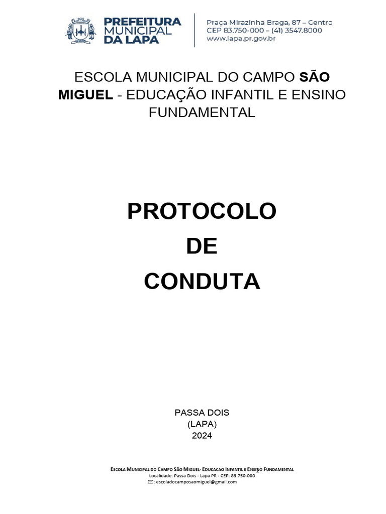Modelo de Protocolo de Conduta | PDF