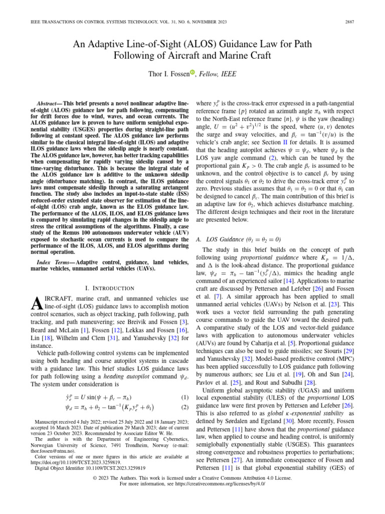 An Adaptive Line-of-Sight (ALOS) Guidance Law For Path Following of ...