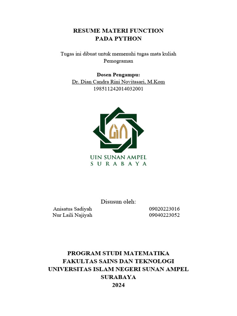 Panduan Lengkap Fungsi di Python | PDF | Komputer