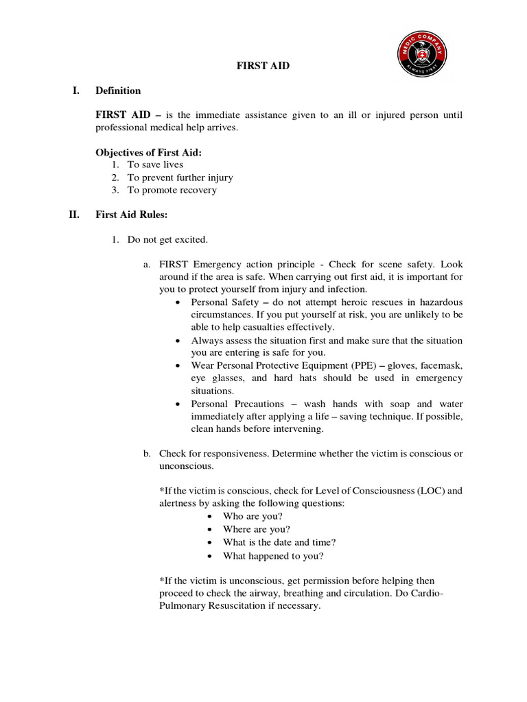 FIRST AID Rot 1 | PDF