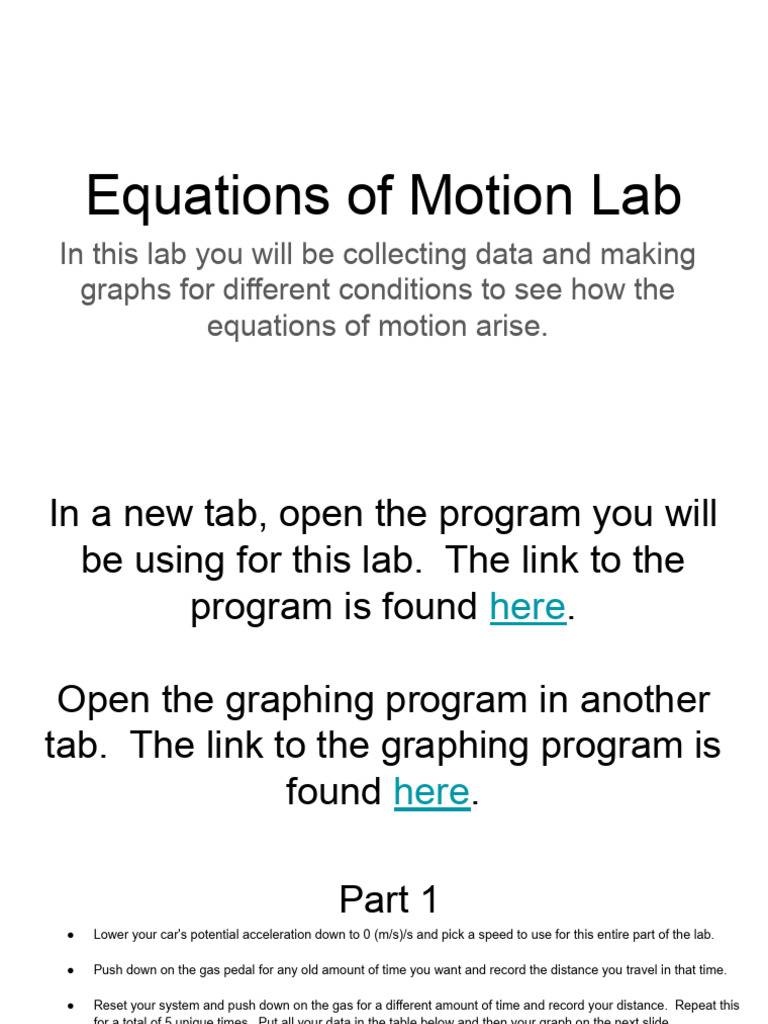 Equations of Motion Lab | PDF