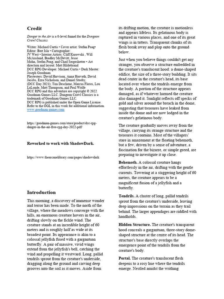 ShadowDark Danger in The Air | PDF
