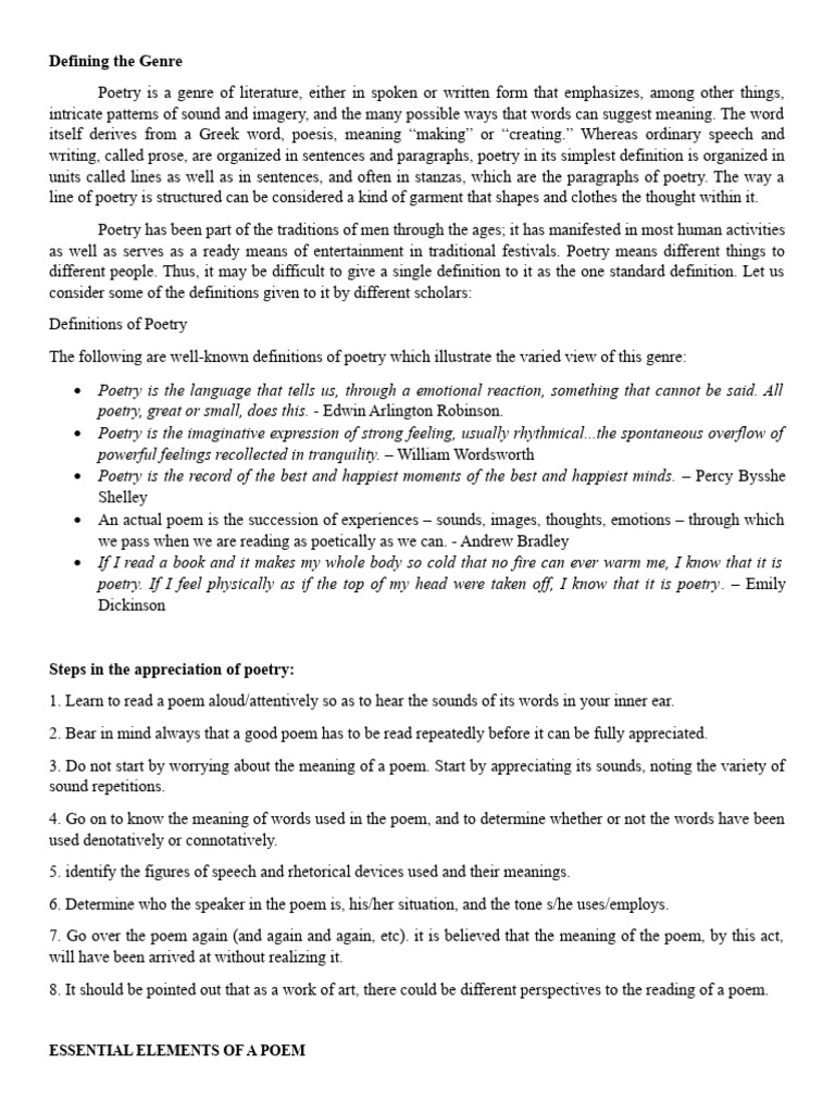 Poetry Handouts | PDF | Poetry | Rhyme