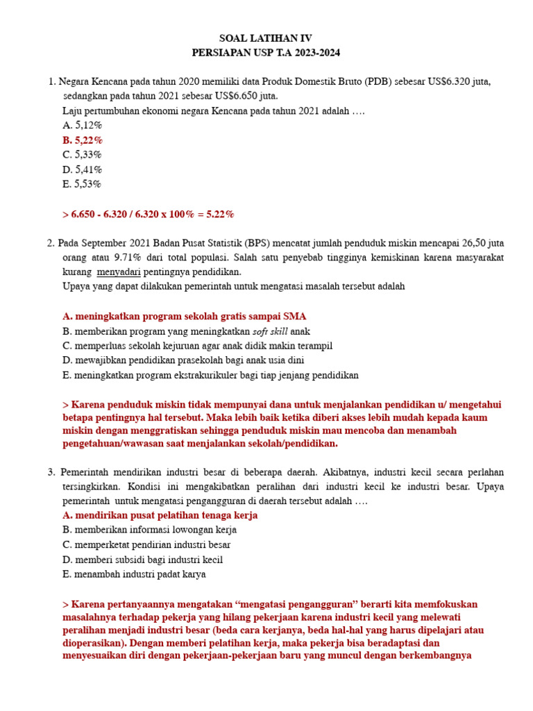Soal Latihan Iv Persiapan Usp | PDF | Pengelolaan Keuangan & Uang