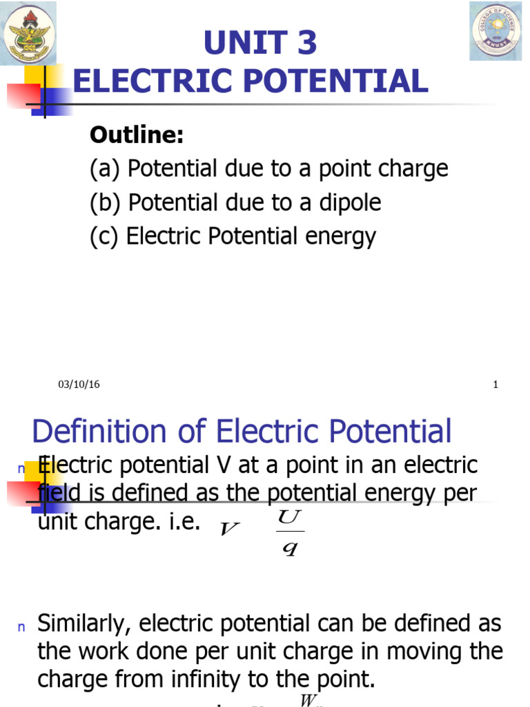 UNIT 3 Electric Potential-1 | PDF | Electronvolt | Electric Field