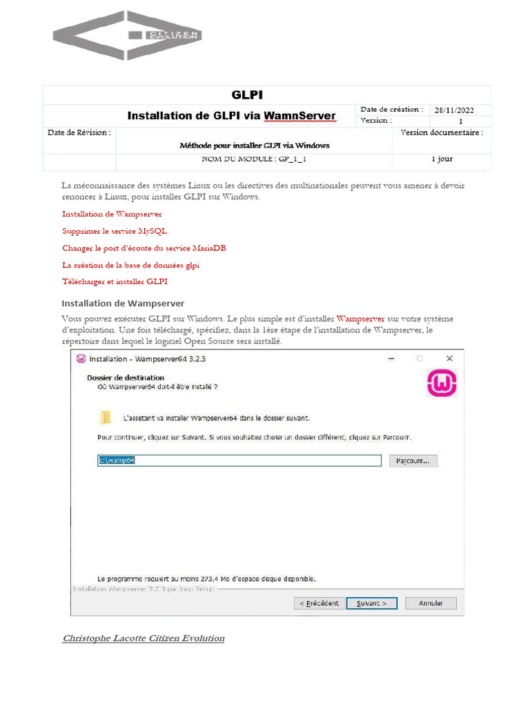GP1.1 Installation de GLPI Sur Wampserver | PDF