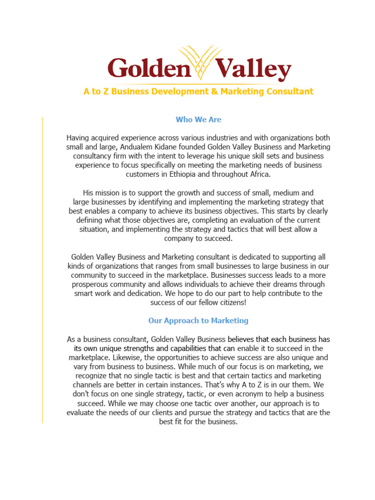 Golden Valley Business Development | PDF | Marketing | Business Economics