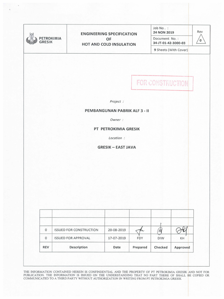 Engineering Specification of Hot and Cold Insulation | PDF