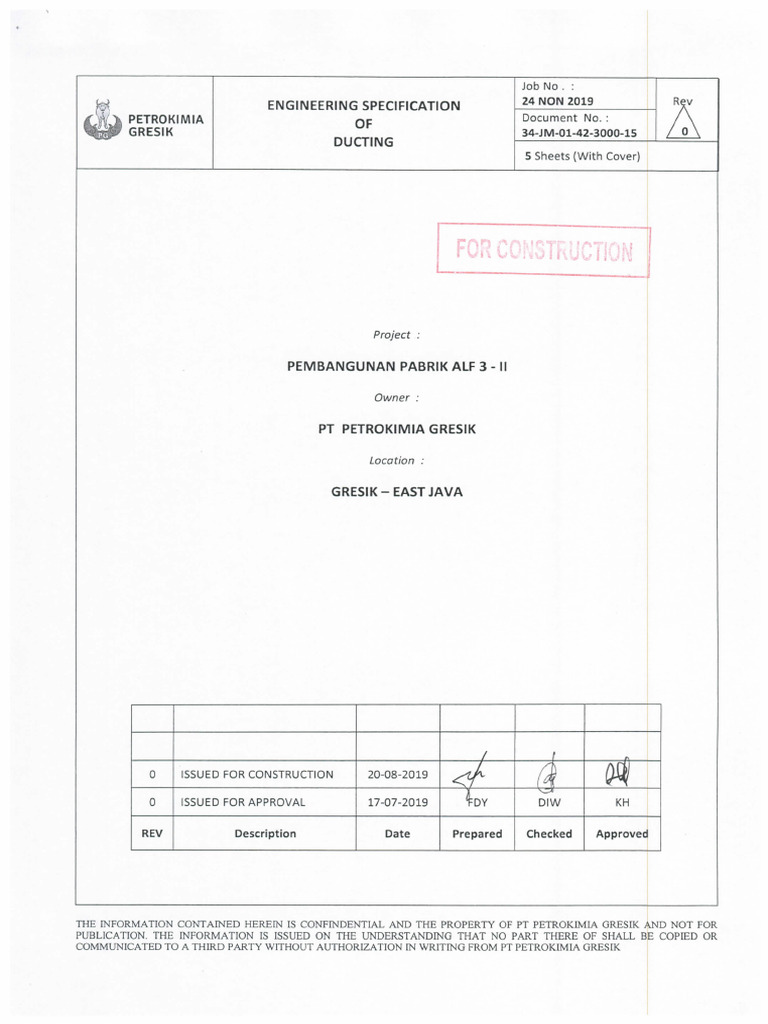 Engineering Specification of Ducting | PDF