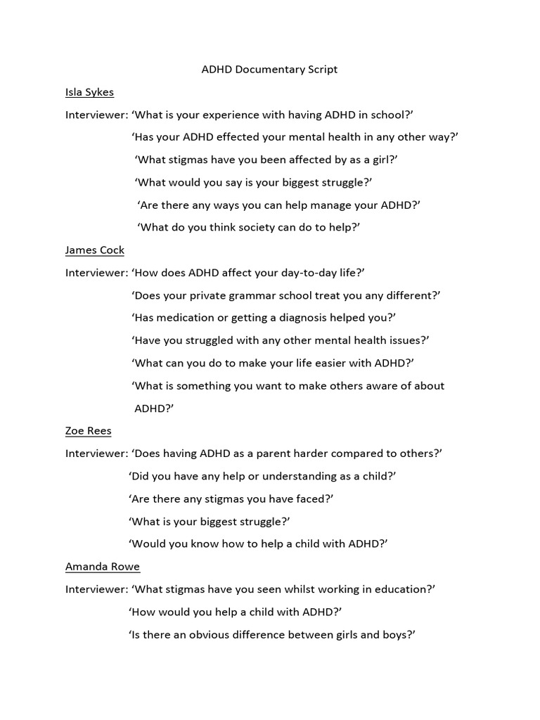 Adhd Documentary Script | PDF | Self-Improvement | Lifestyle