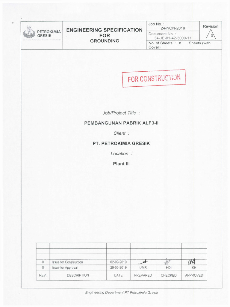 Engineering Specification For Grounding | PDF