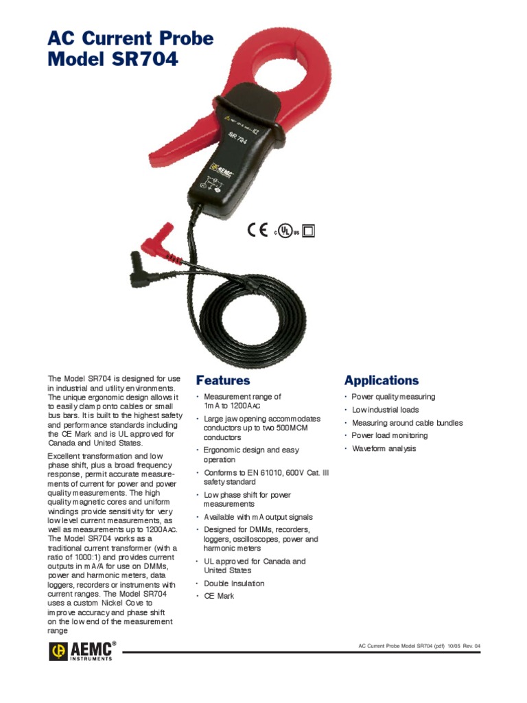 Aemc SR704 | PDF | Electrical Engineering | Electromagnetism