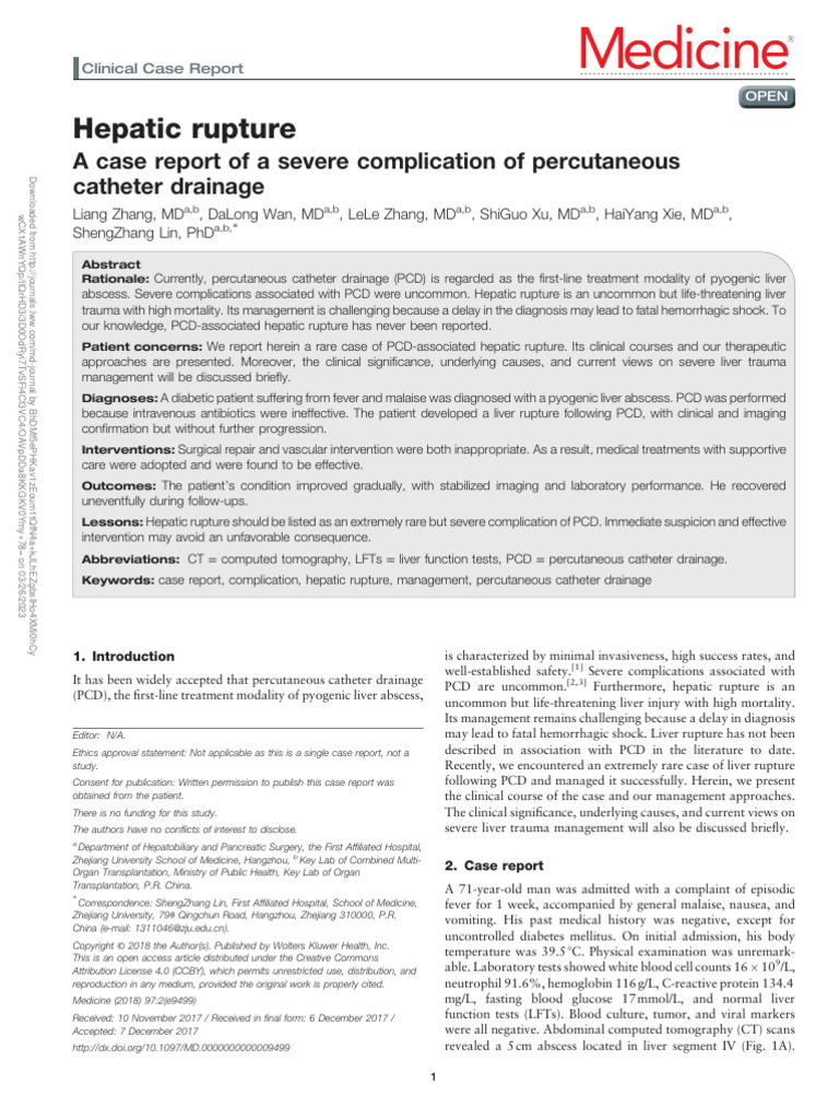 Hepatic Rupture A Case Report of A Severe.19 | PDF | Liver | Injury