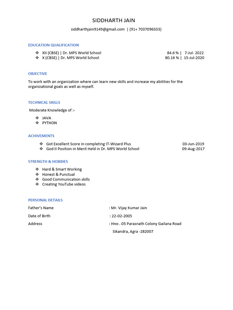 Siddharth Jain 1 | PDF