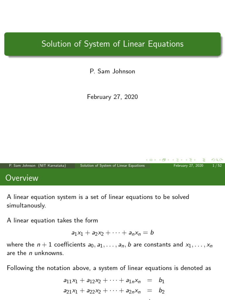 Solution of Linear System | PDF | System Of Linear Equations | Matrix (Mathematics)