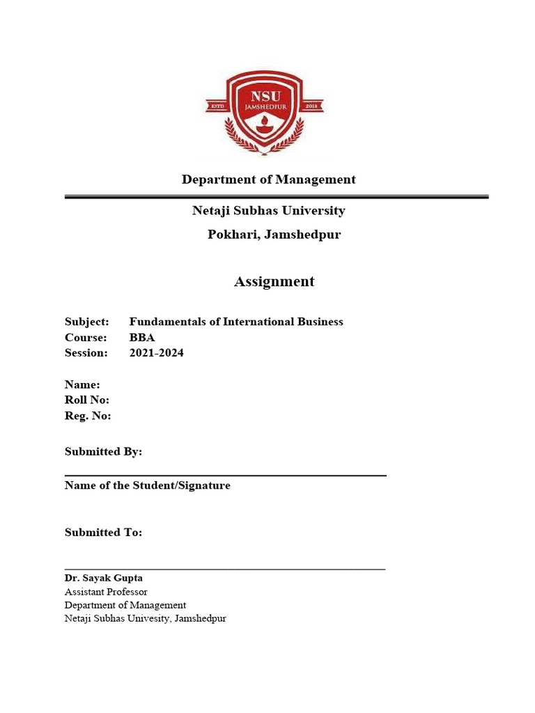 Assignment Cover Page Dept of Management | PDF
