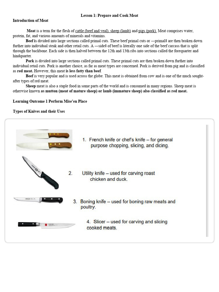 Cookery 10 Handouts | PDF