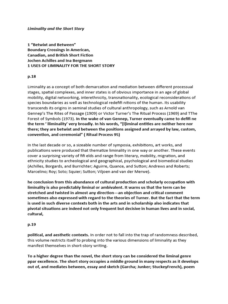 04 Liminality and The Short Story (Book) Annotations | PDF | Rituals