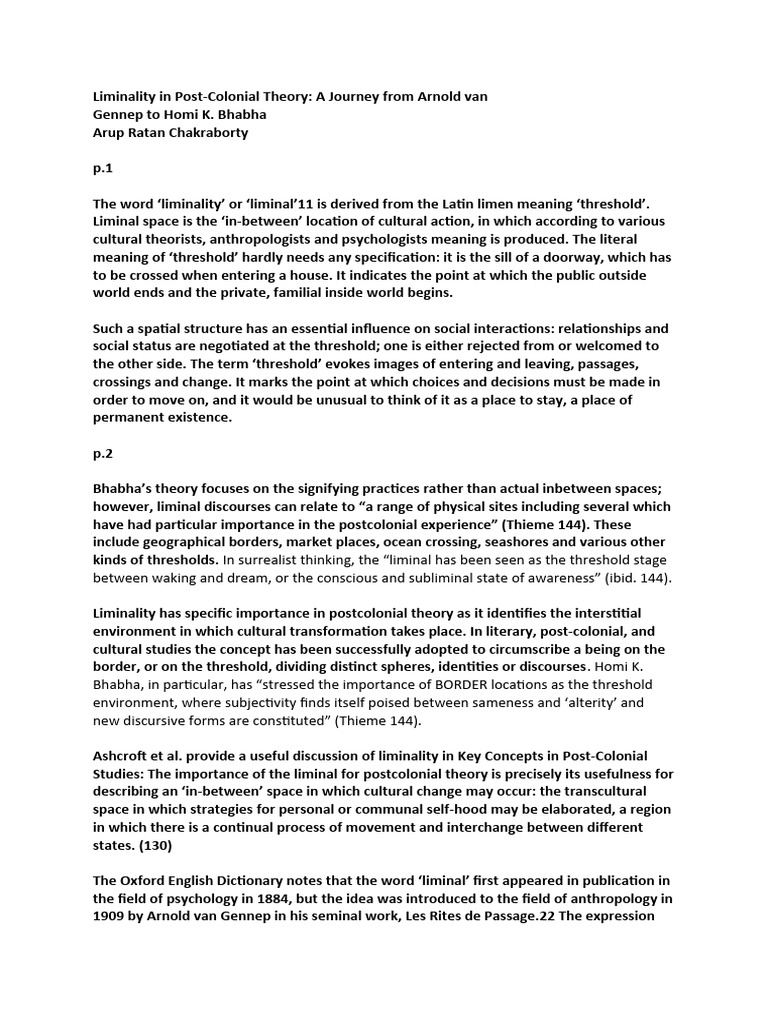 02 Liminality in Post Colonial Theory (Article) Annotations | PDF ...