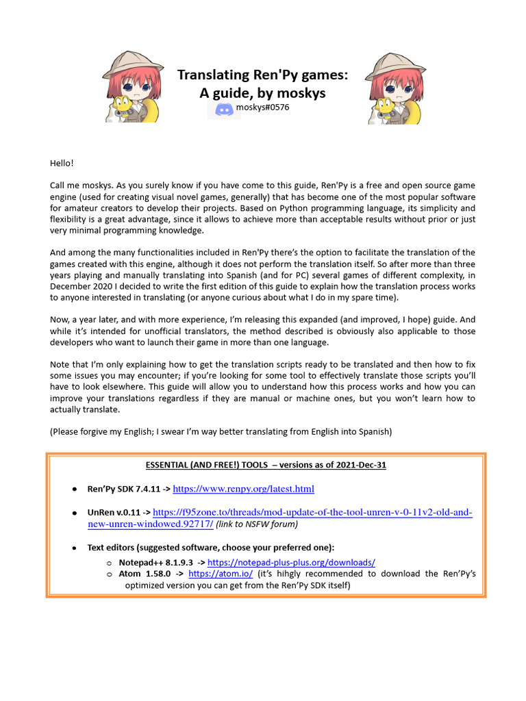 RenPy Translation Tutorial-V2.0 | PDF | Computer File | String (Computer Science)