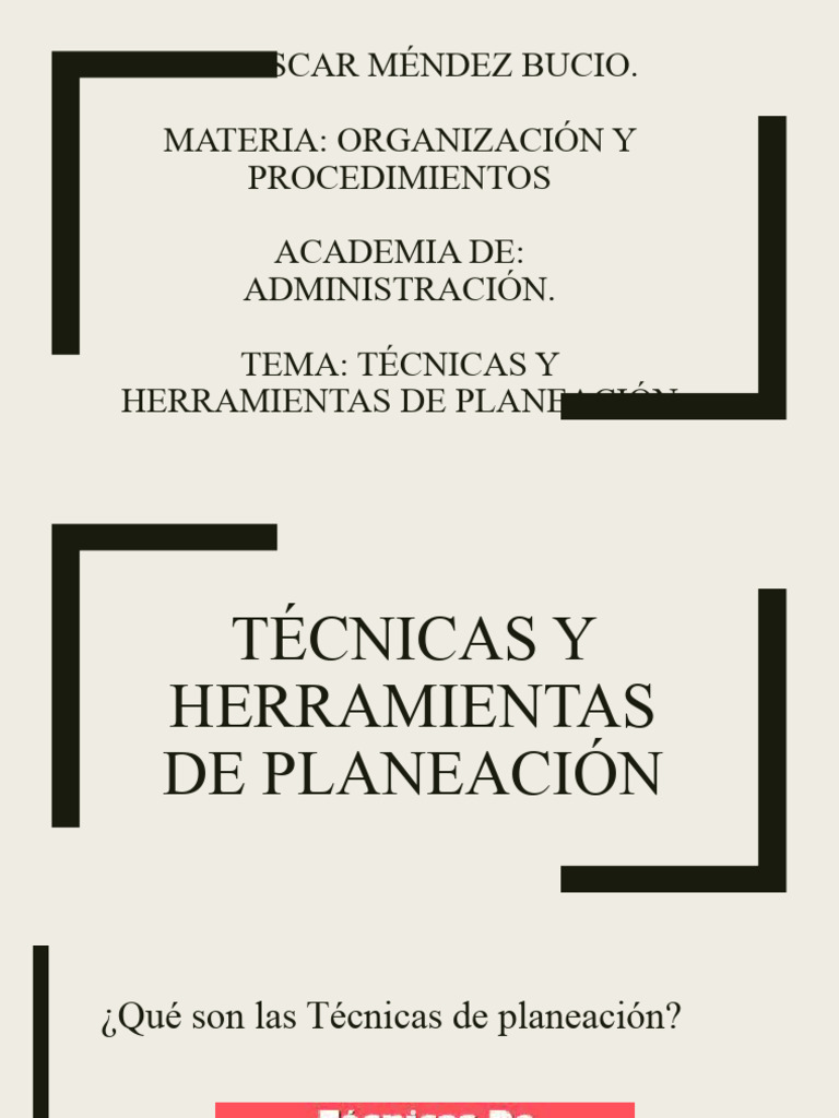 Tecnicas y Herramientas de Planeacion | PDF | Planificación | Análisis FODA