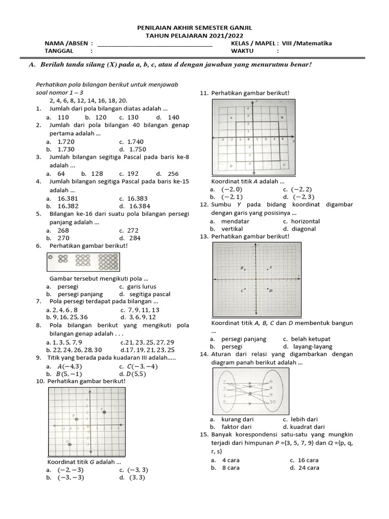 PAS GANJIL 8 Matematika | PDF | Metode & Bahan Ajar