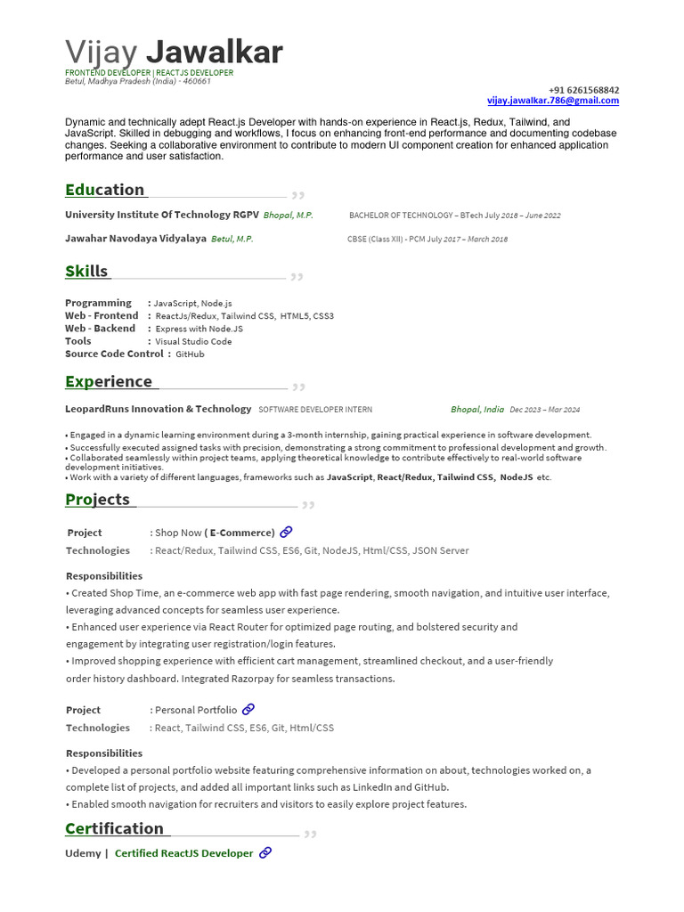 Vijay Frontend Developer | PDF