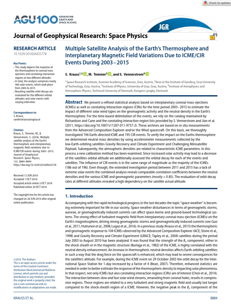 JGR Space Physics - 2018 - Krauss - Multiple Satellite Analysis of The ...