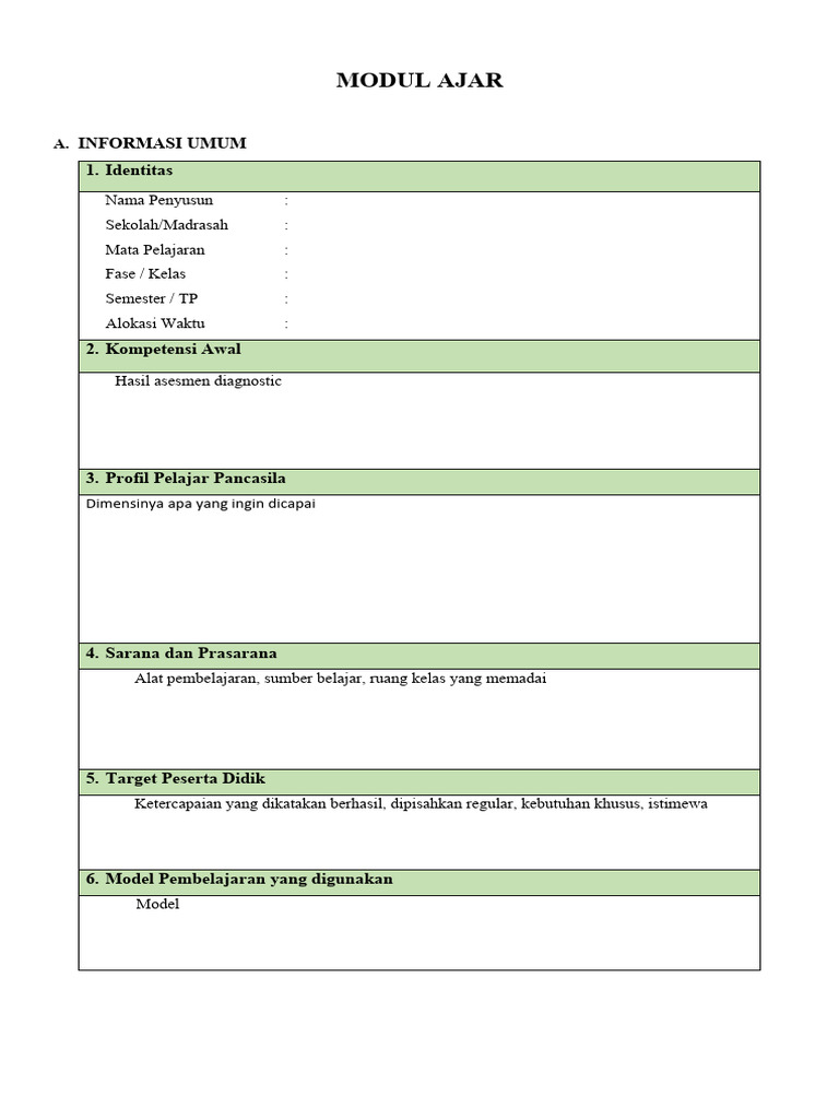 template MODUL AJAR (1) | PDF