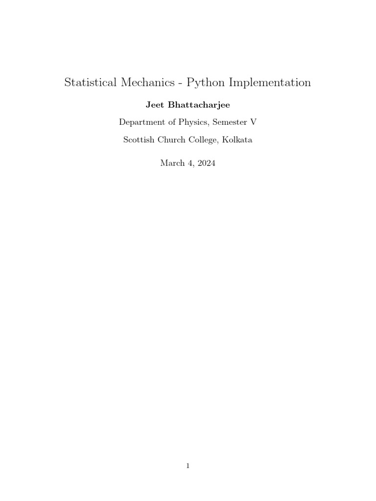 Statistical Mechanics Python Code | PDF | Statistical Theory ...