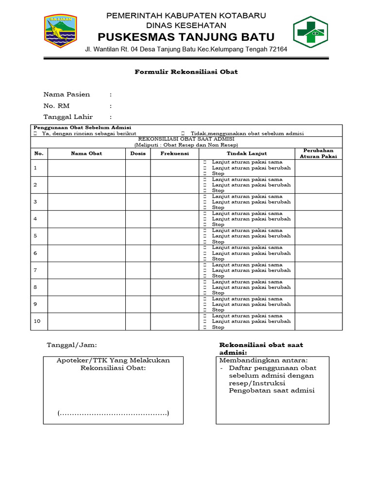3.10.1.3 Form Rekonsiliasi Obat | PDF